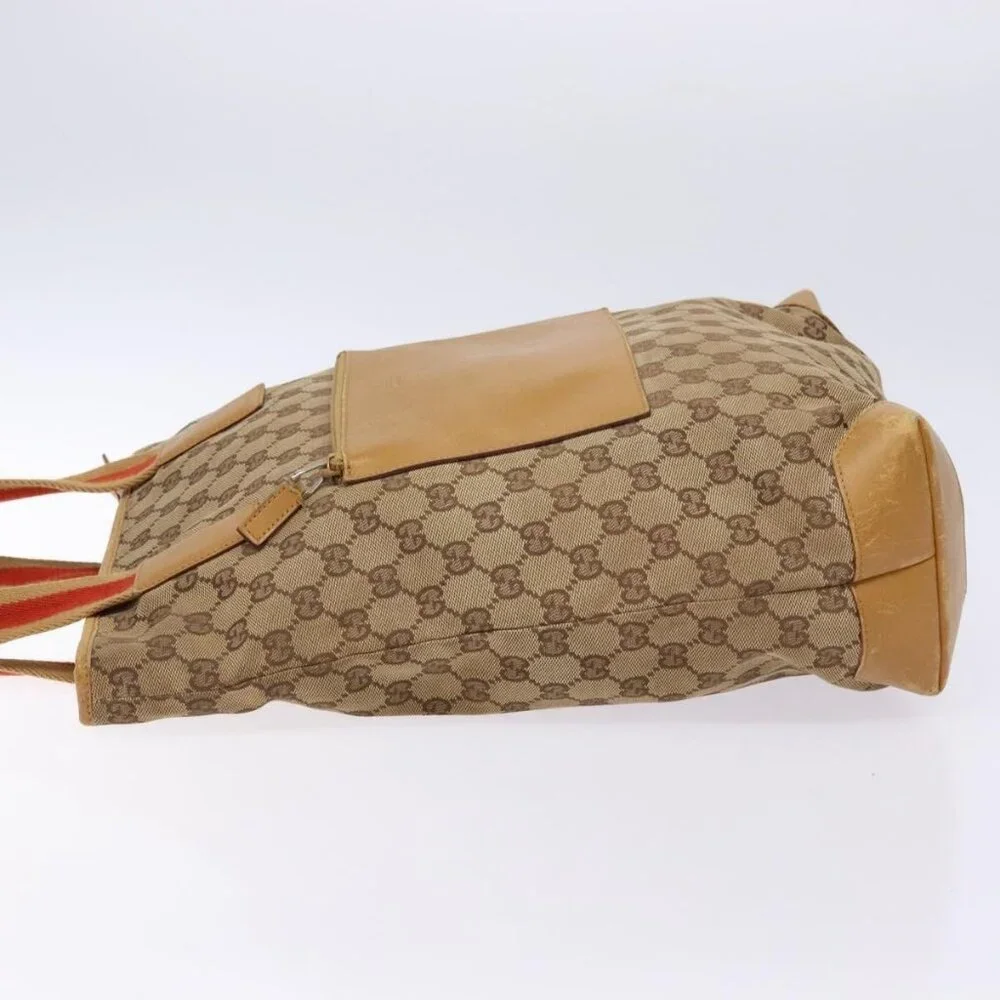 Gucci | Bags | Gucci Gg Canvas Tote Bag Beige Silver 9 0401 Auth | Poshmark